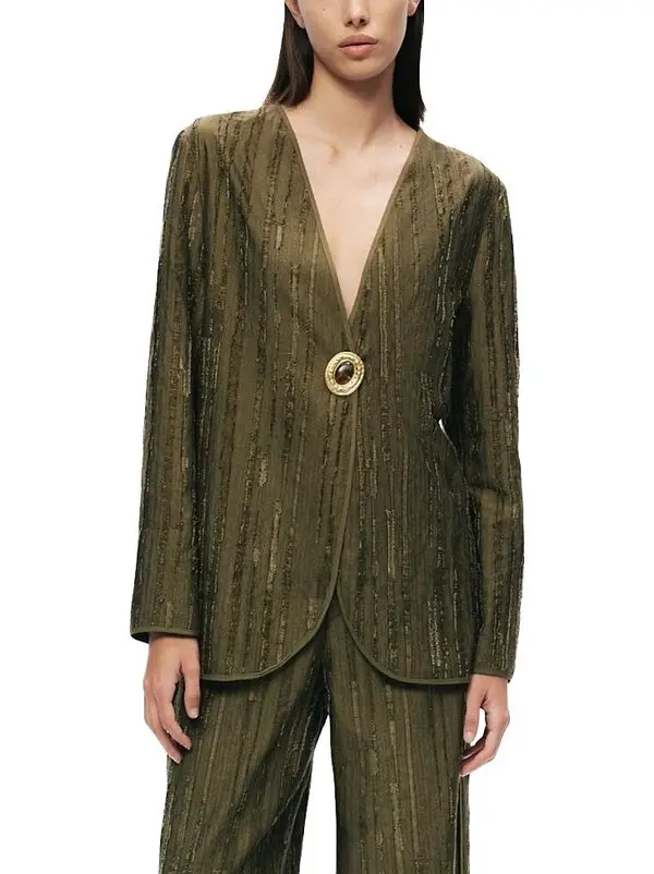 NOCTURNE Textured Tailored Jacket - Khaki