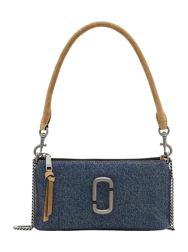 Marc Jacobs The Denim Suede Snapshot Convertible Shoulder Bag - Dark Wash