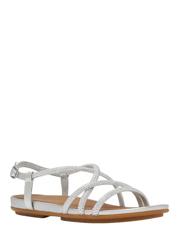 Fitflop Gracie Strappy Embellished Flat Sandals - Silver