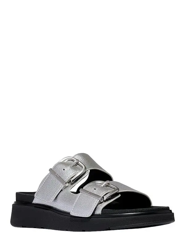 Fitflop Gen-ff Two Bar Leather Slide Sandals - Silver