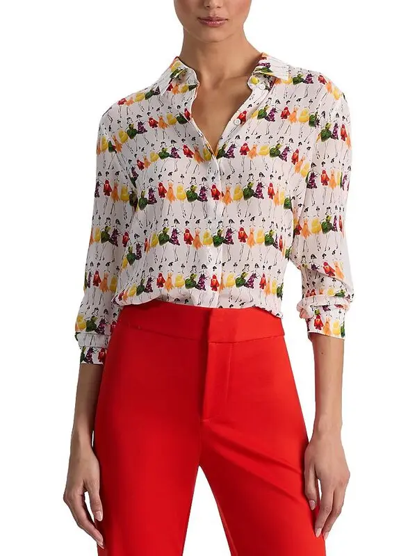 Alice + Olivia Printed Silk Blouse - Womens Day