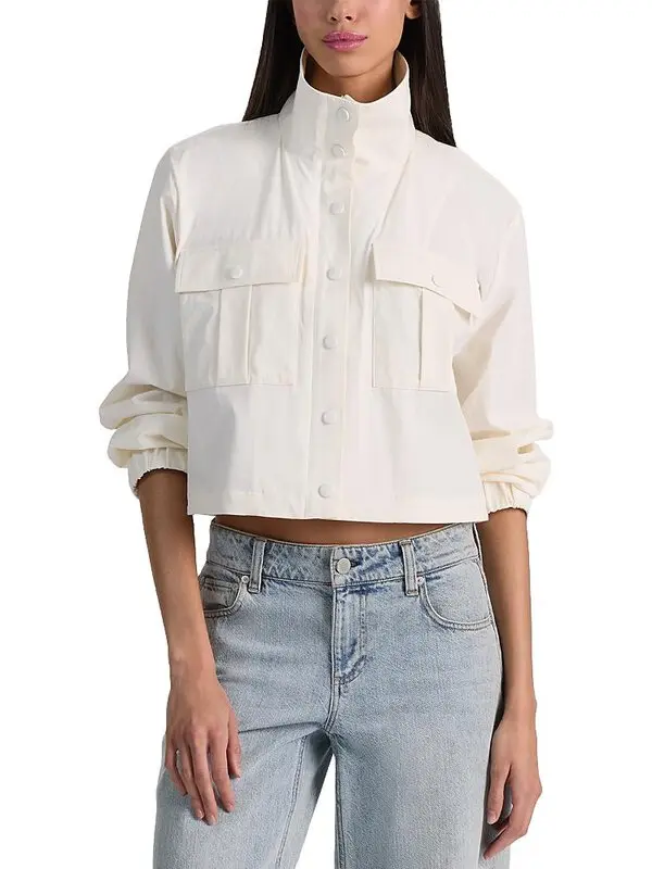 Alice + Olivia James Cropped Funnel Neck Jacket - Off White