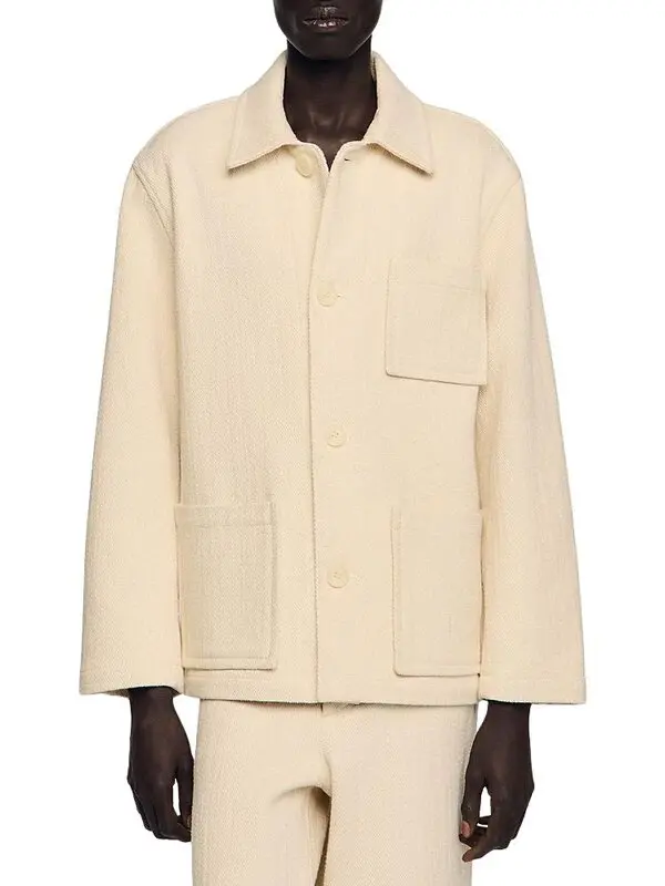 Sandro Cotton Worker Jacket - Ecru