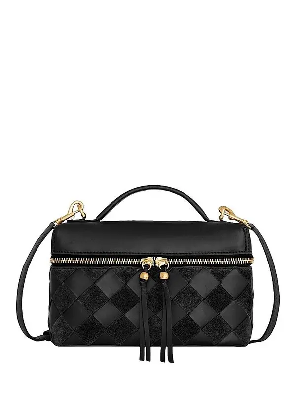 Rebecca Minkoff Woven Leather Train Case - Black