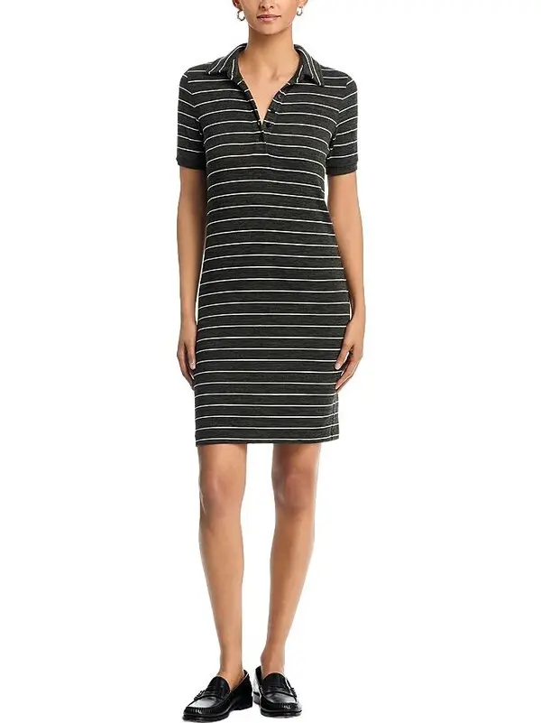 Rag & Bone Knit Stripe Polo Mini Dress - Army Multi
