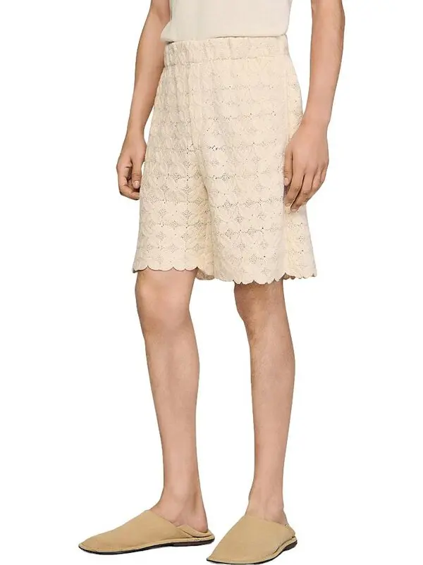 Sandro Broderie Anglaise Cotton Shorts - Ecru