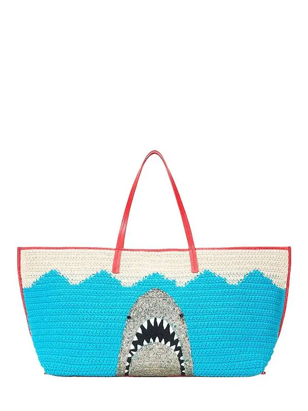 Staud Large Crochet Tote Bag - Great White Shark