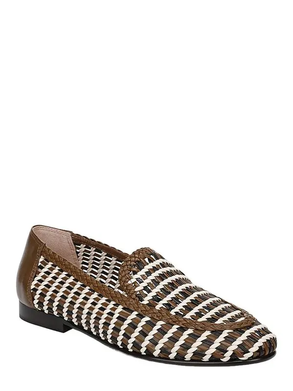 Veronica Beard Woven Leather Flats - Brown Mutli