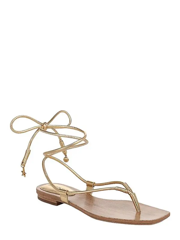 Veronica Beard Rosetta Ankle-tie Sandals - Pale Gold