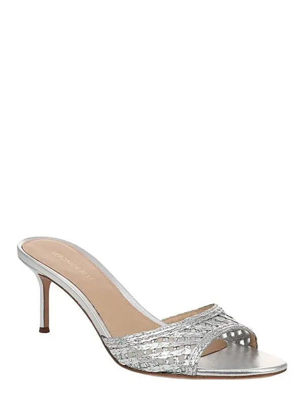 Veronica Beard Tia Lattice Sandals - Silver