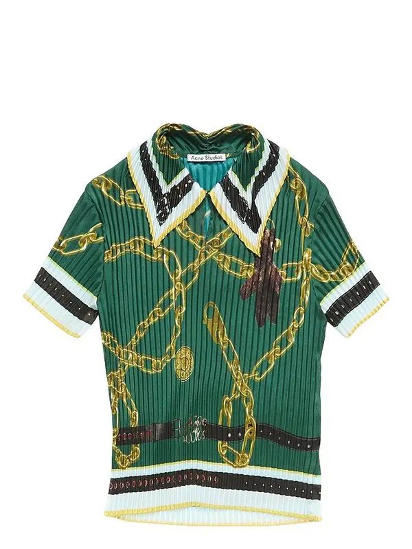Acne Studios Pleated Chain Print Shirt - Green