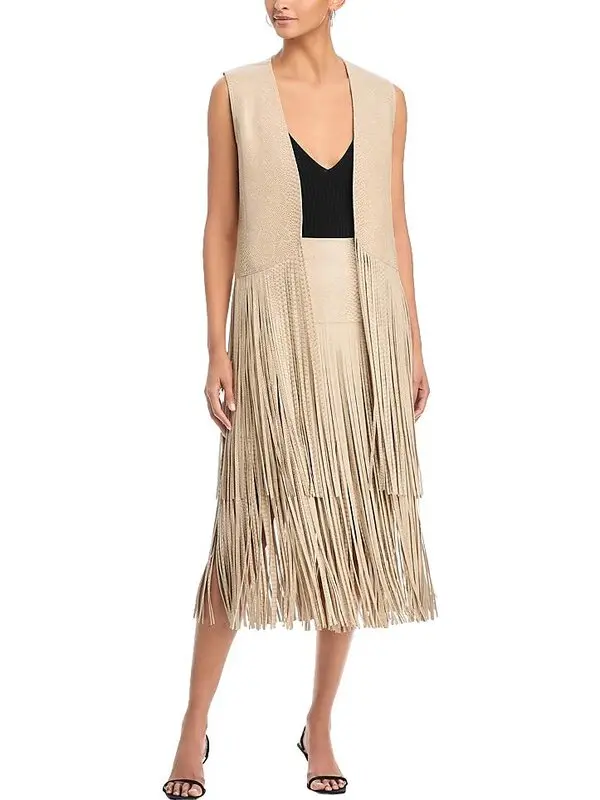 Kobi Halperin Angela Fringe Leather Vest - Ecru Multi