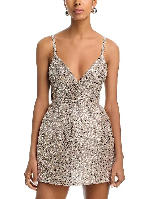 BRONX AND BRONCO Tessa Embellished Mini Dress - Silver
