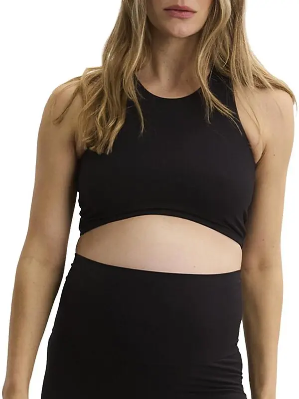 Hatch Collection Maternity Bodyflex Crop Racer Tank - Black