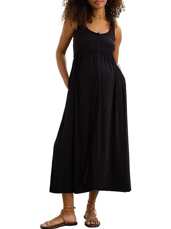 Hatch Collection Ribbed Nursing Tank Dress - Black