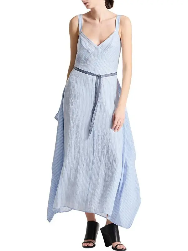 SAINT ART Marin Pinstriped Dress - Sky Blue