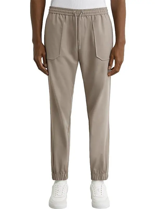 REISS Cuffed Cargo Trousers - Taupe Brown