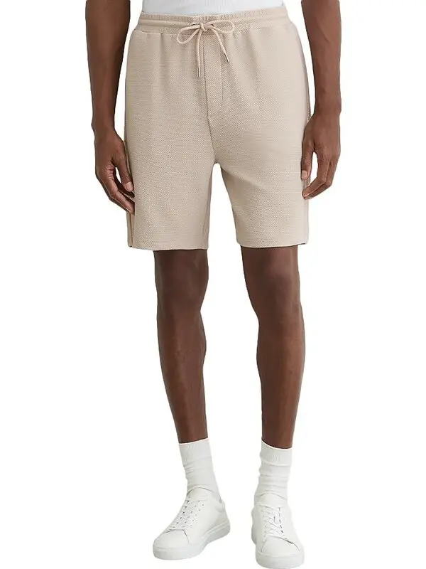 REISS Tavolla Textured Drawstring Shorts - Stone