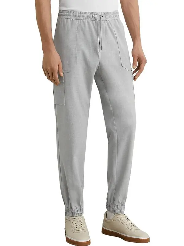 REISS Slim Fit Cargo Trousers - Soft Grey