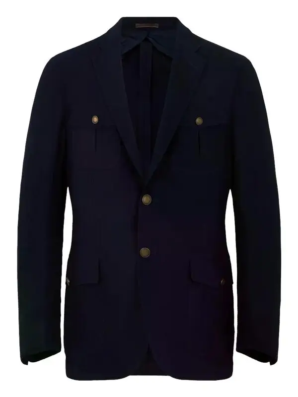 MOORER Button Pocket Blazer - Blue