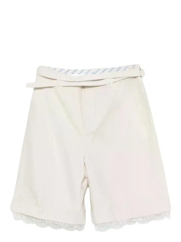 Vivetta Belted Lace Trim Shorts - Neutrals