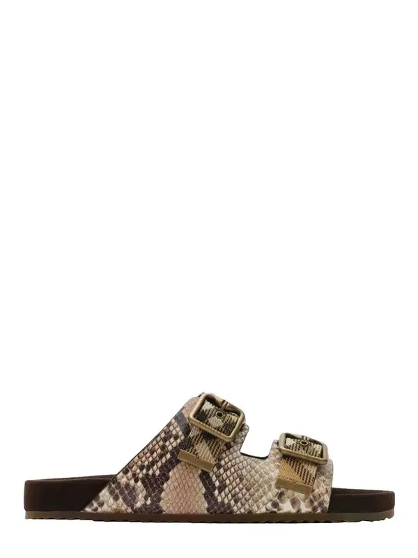 Burberry Python-print Leather Sandals - Neutrals