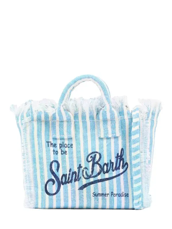 MC2 SAINT BARTH Striped Fringed Tote - Blue