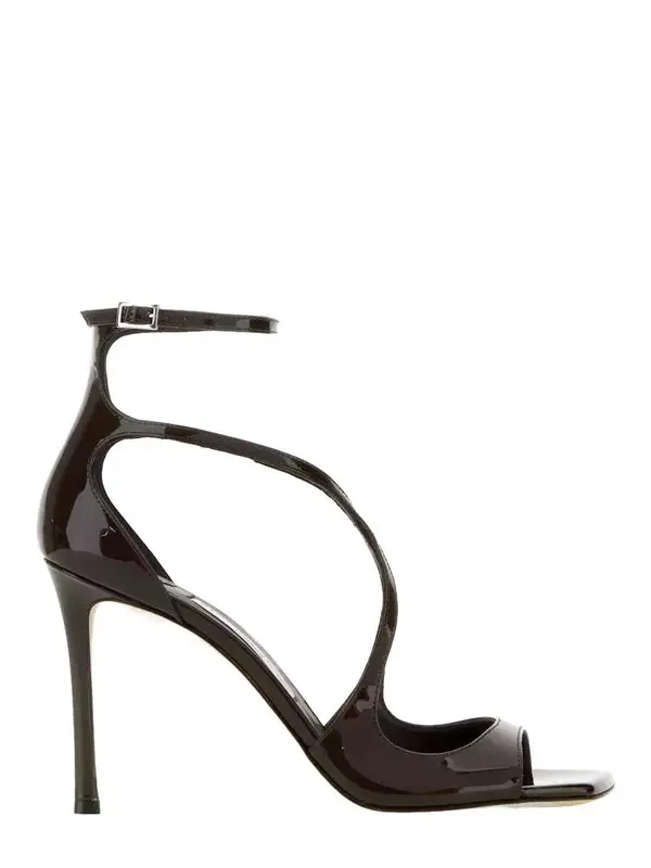 JIMMY CHOO Azia Glossed Patent Leather Strappy High Heel Sandals - Brown