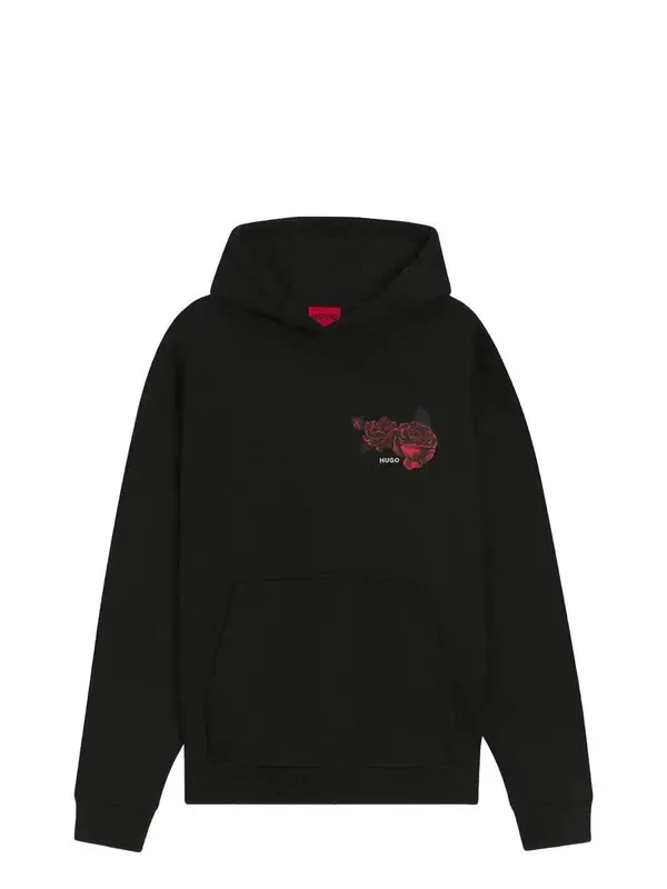 Hugo Floral Print Hoodie - Black