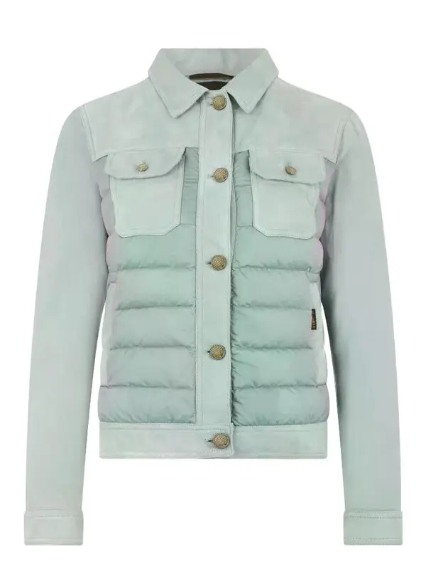 MOORER Quilted Leather Jacket - Blue