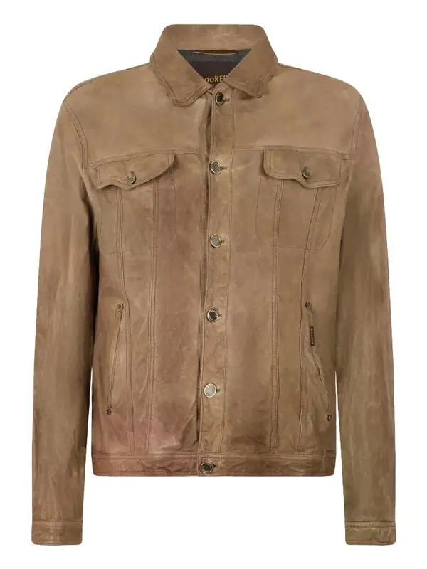MOORER Leather Pocket Jacket - Neutrals