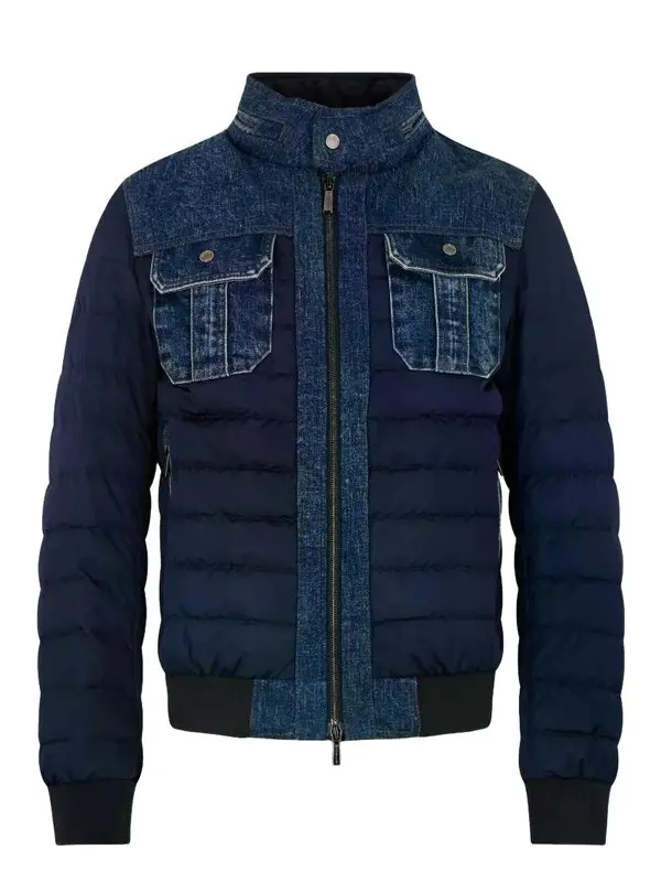 MOORER Padded Denim Jacket - Blue