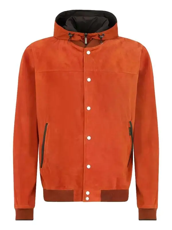 MOORER Suede Hooded Jacket - Orange