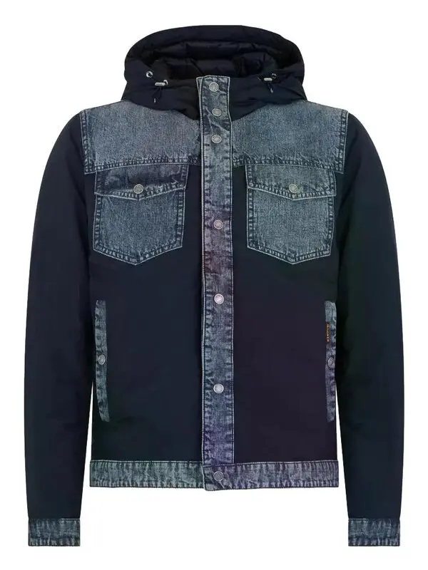 MOORER Padded Jacket With Pockets And Hood - Blue