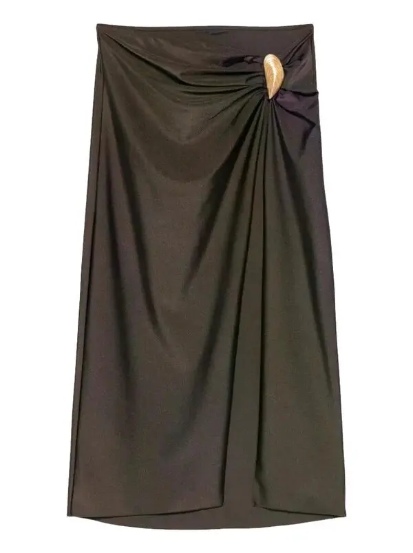 Simkhai Gathered Embellished Midi Skirt - Brown