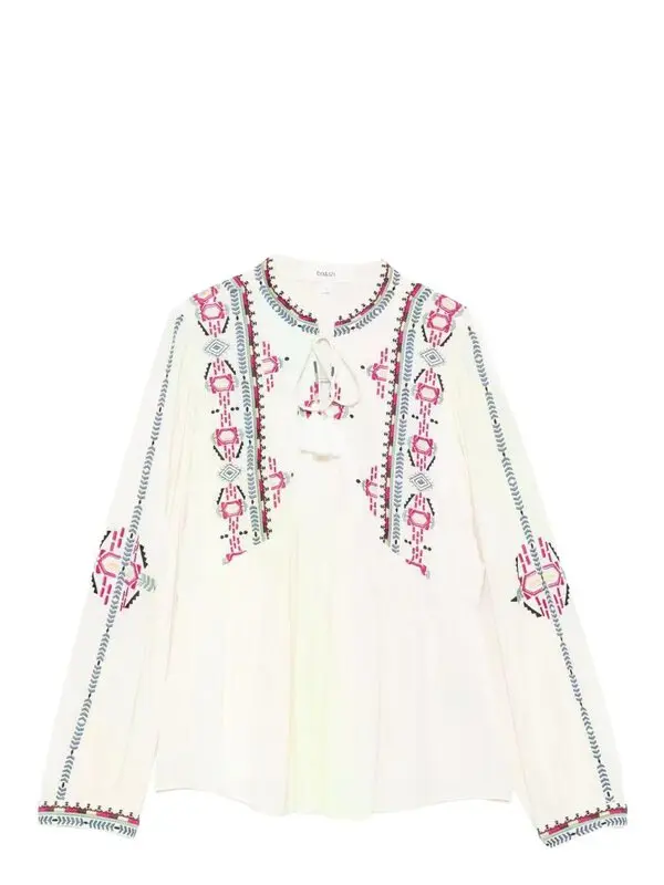 Ba&sh Embroidered Tassel Blouse - Neutrals