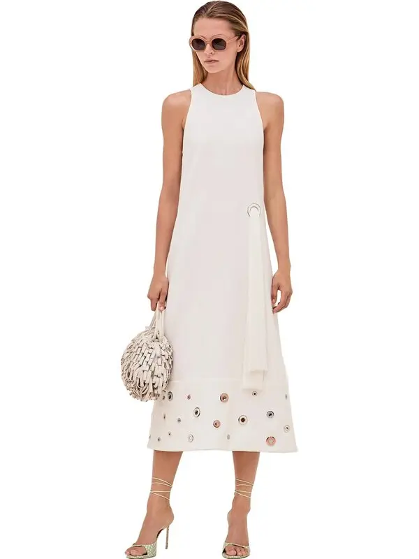 Alexis Delfin Embellished Hem Dress - Off White