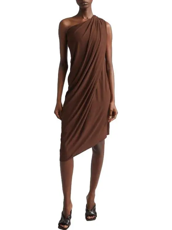 Michael Kors Draped Matte Jersey One-shoulder Dress - Espresso 207