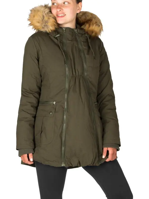 MODERN ETERNITY 3-in-1 Down Maternity Parka - Khaki Green