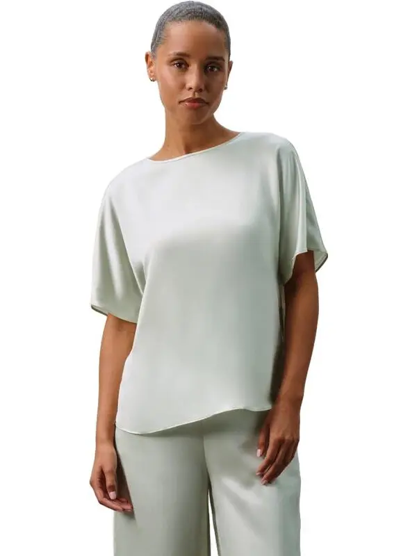 Naked Cashmere Silk Charmeuse Boat Neck T-shirt - Jadite