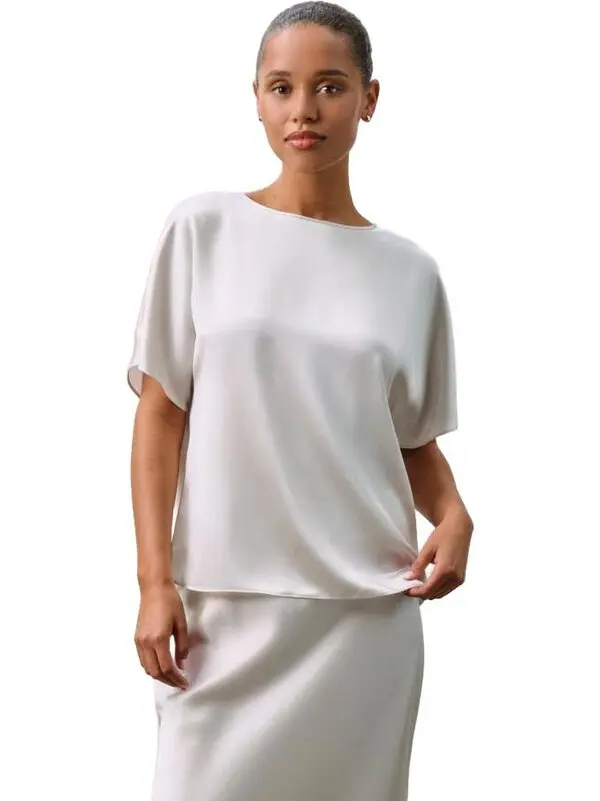Naked Cashmere Silk Charmeuse Boat Neck T-shirt - Marble