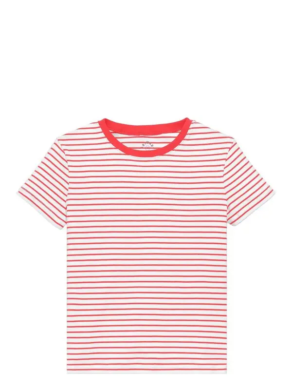 PRIMARY Name Fit Rib Tee In Stripe - Strawberry White Stripe