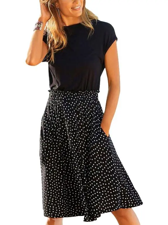 LASCANA Polka Dot 2-in-1 Dress - Black Dotted