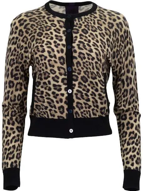 LORDS OF HARLECH Leopard Cropped Cardigan - Leopard Brown