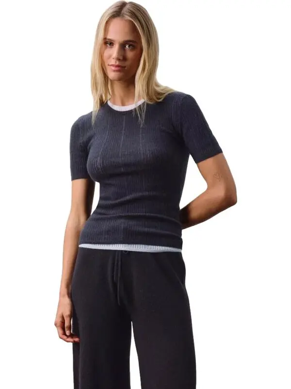 Naked Cashmere Etta Trellis Cashmere Tee - Black