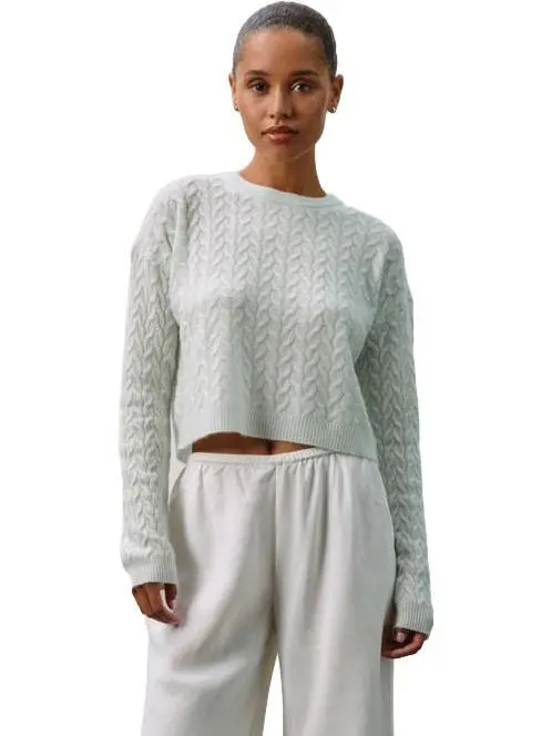 Naked Cashmere Featherweight Cable Crewneck Sweater - Jadite