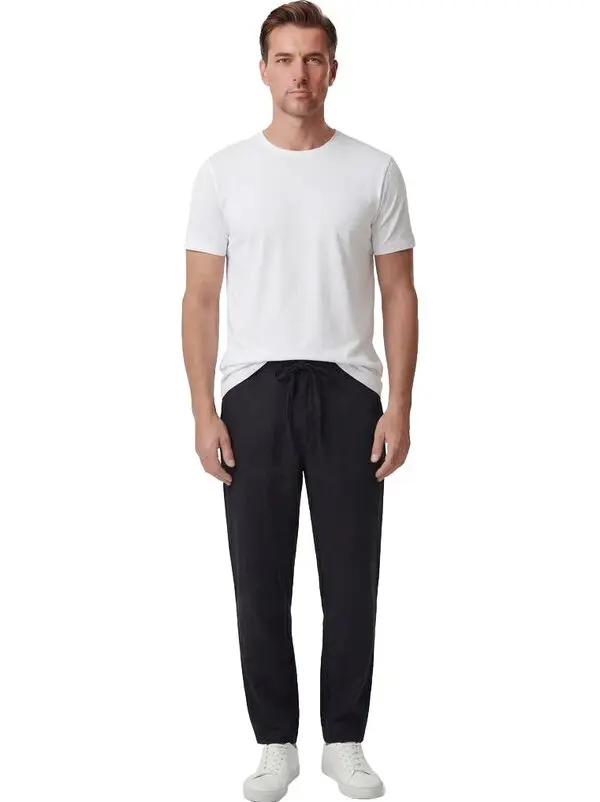 LORDS OF HARLECH Solid Linen Devon Pants - Black