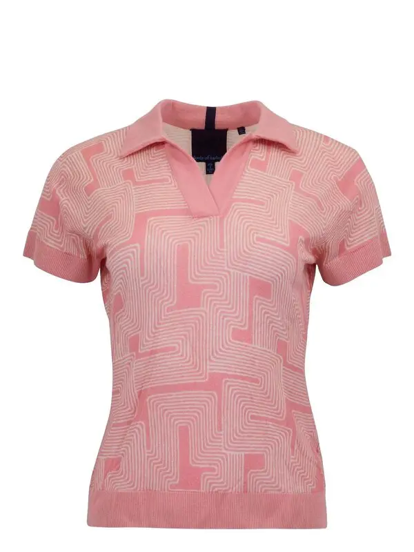 LORDS OF HARLECH Inter Twine Merino Silk Cashmere Polo - Inter Twine Coral