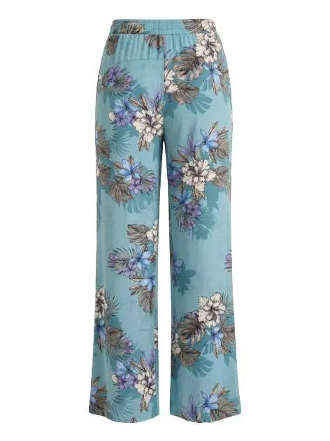 LORDS OF HARLECH Exotic Floral Wide-leg Pant - Exotic Floral Teal