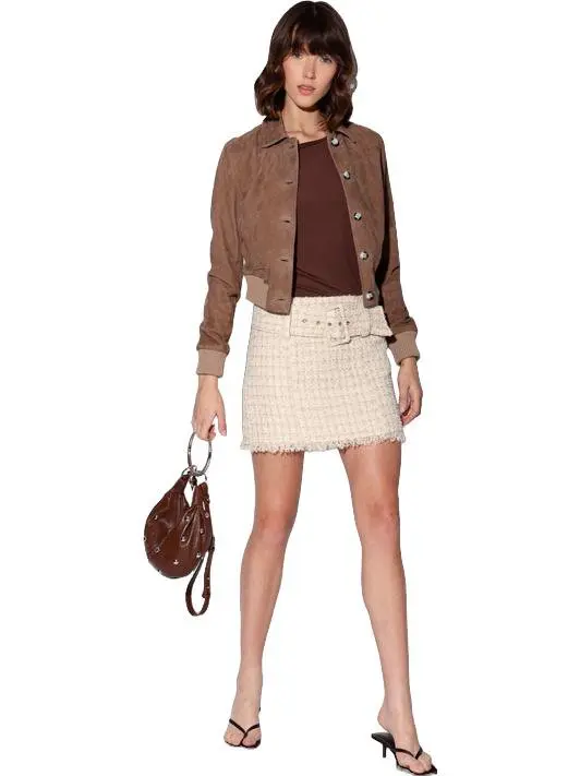 Walter Baker Katherine Suede Bomber Jacket - Brown Taupe Suede